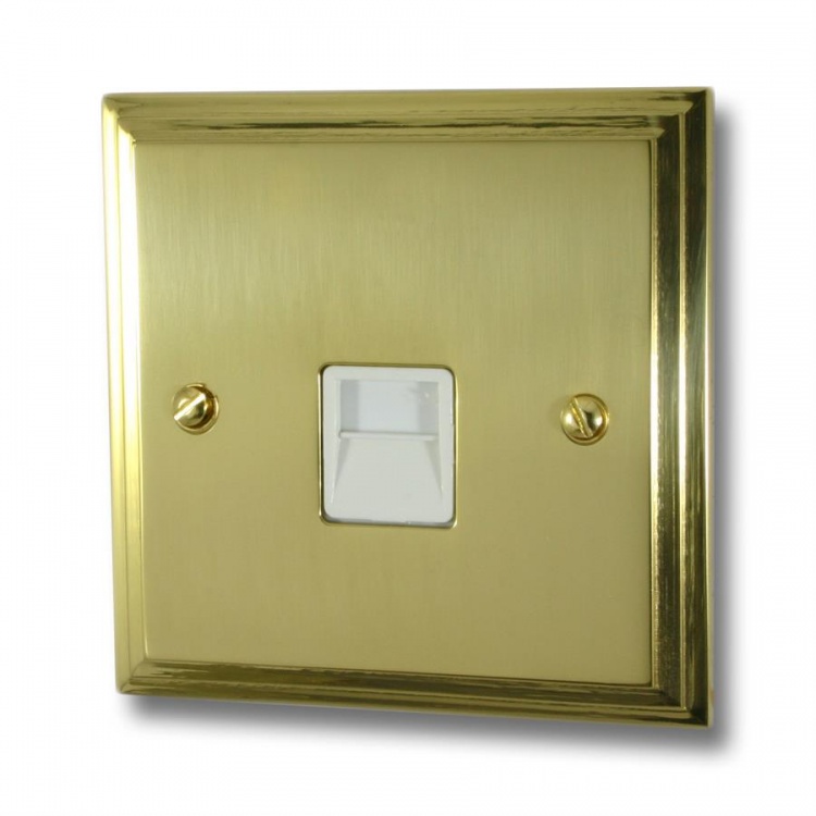 Victorian Polished Brass Master Telephone Socket (White Insert)