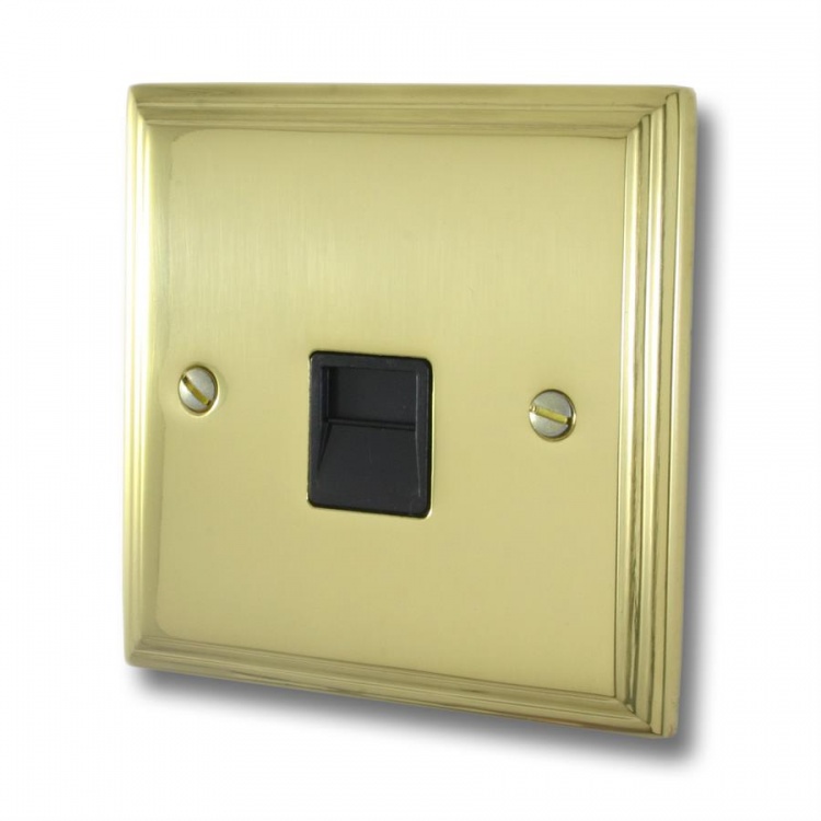 Victorian Cast Polished Brass Slave Telephone Socket