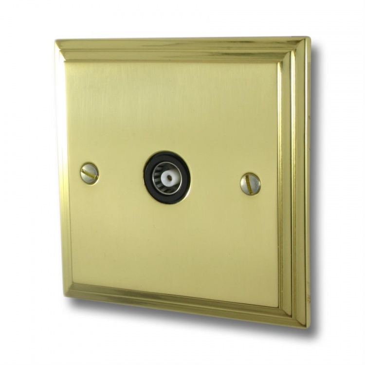 Victorian Cast Polished Brass TV Socket