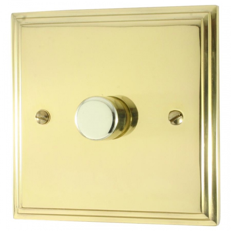 Victorian Cast Polished Brass LED Dimmer (1 Gang)