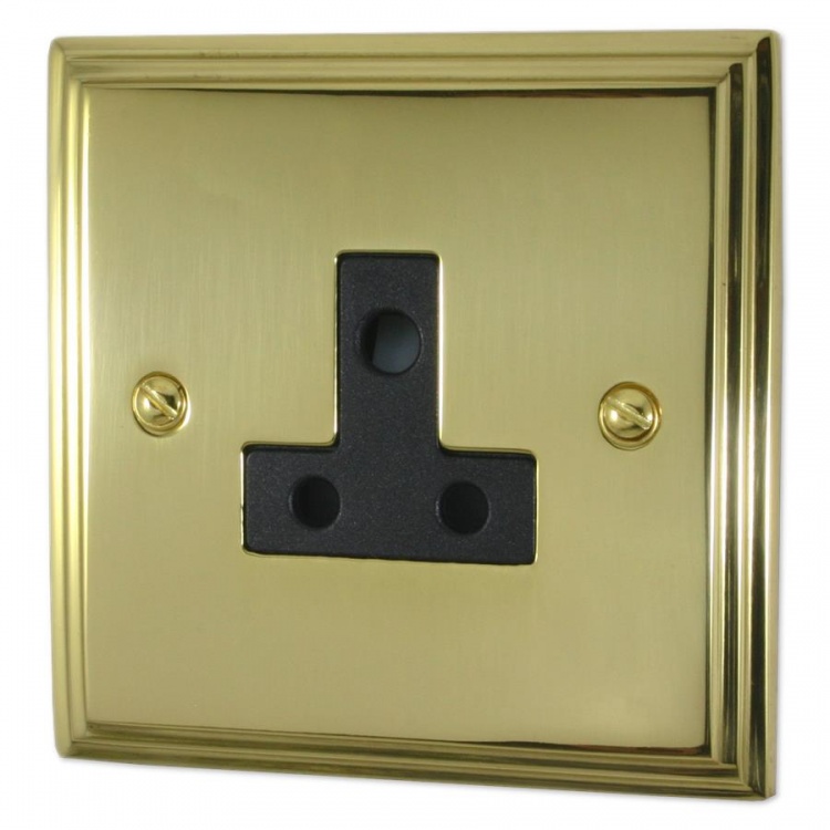 Victorian Cast Polished Brass 5A 3 Pin Socket