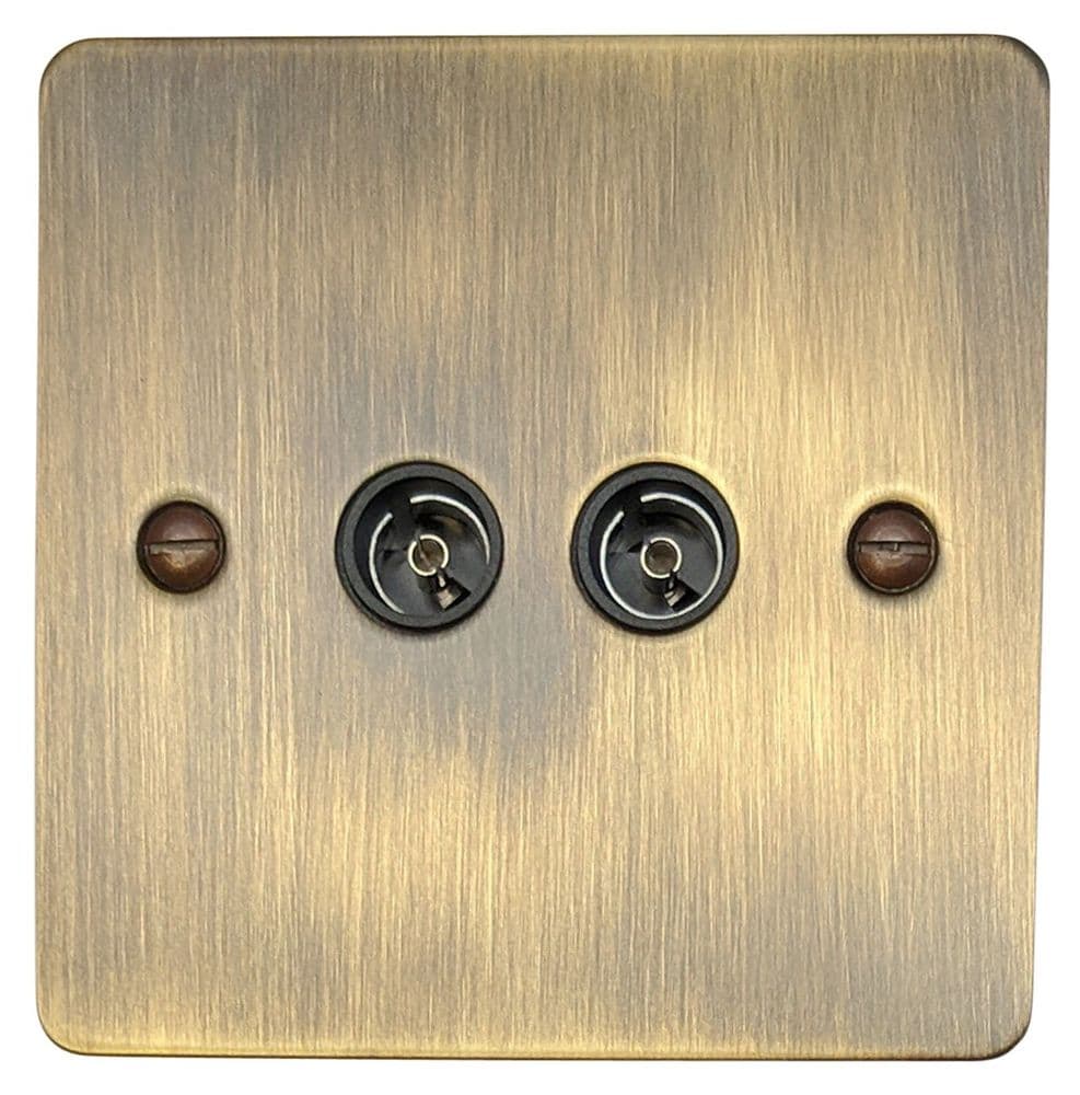 Flat Antique Bronze TV Point (2 Gang)