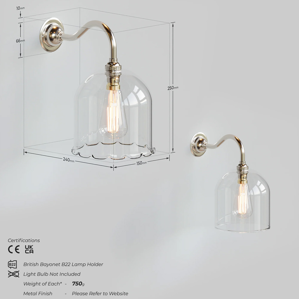 Frieda Straight Edge Clear Glass Wall Light