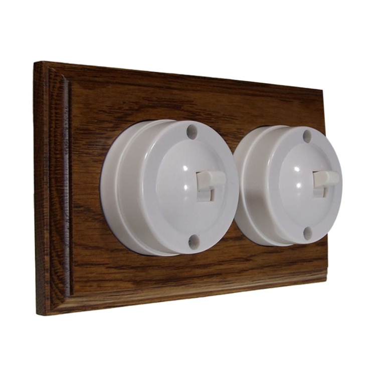 2 Gang 1 or 2 way Horizontal Bakelite Switch White Dolly On A Medium ...