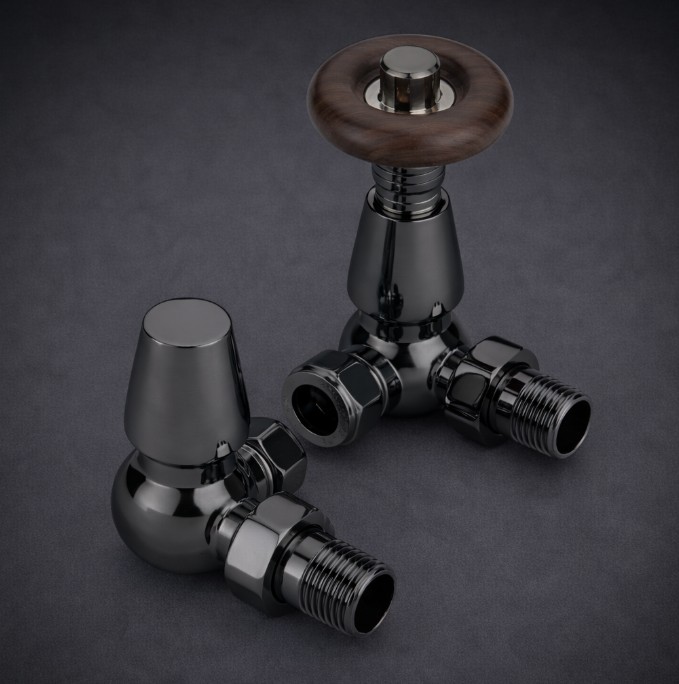 Marlborough Black Nickel Corner TRV Radiator Valves (Pair)