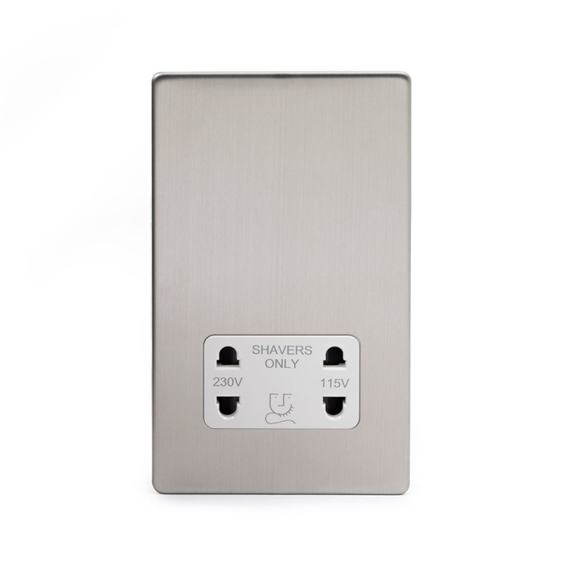 The Lombard Collection Satin Steel Luxury 1 Gang Shaver Socket with ...