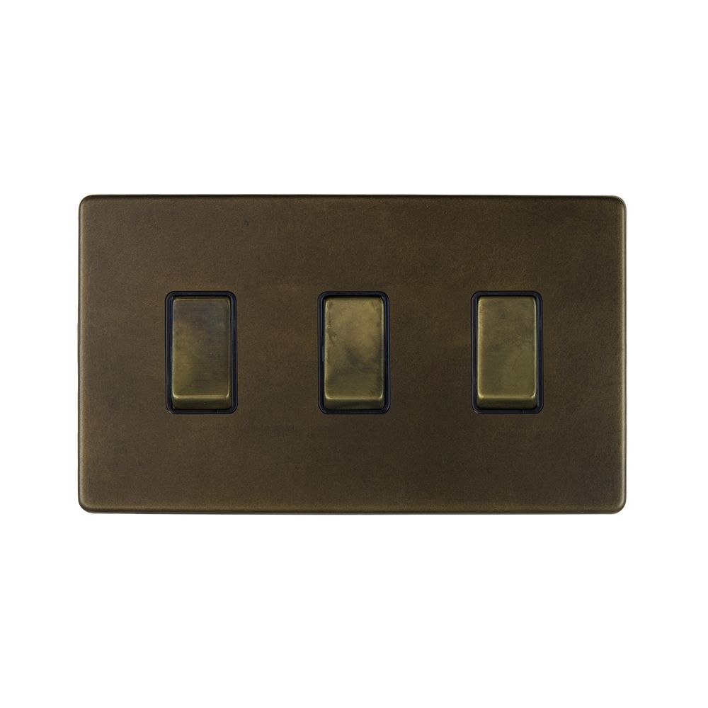 Vintage Brass 3 Gang Switch With 1 Intermediate (2 x 2 Way Switch with ...