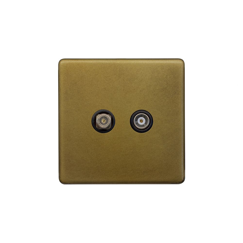 Old Brass TV And Satellite Socket