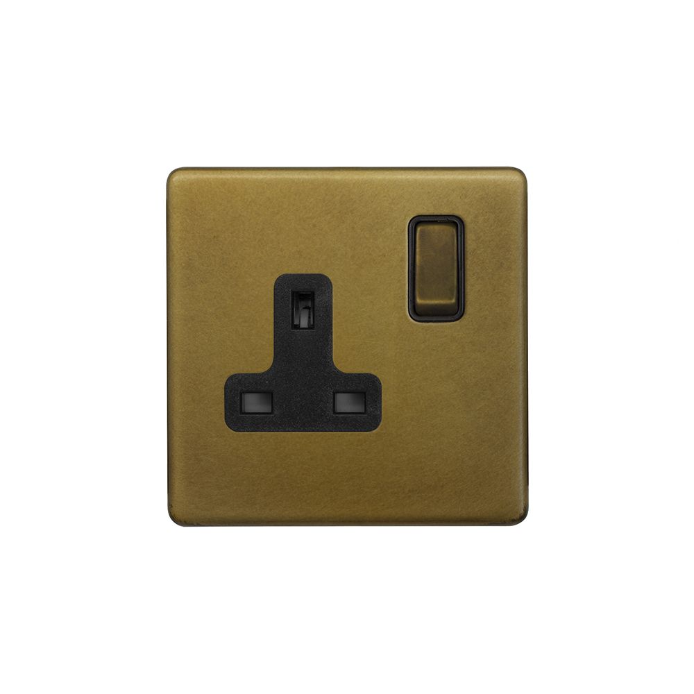 Lighting Old Brass 1 Gang Double Pole Socket Single 13A