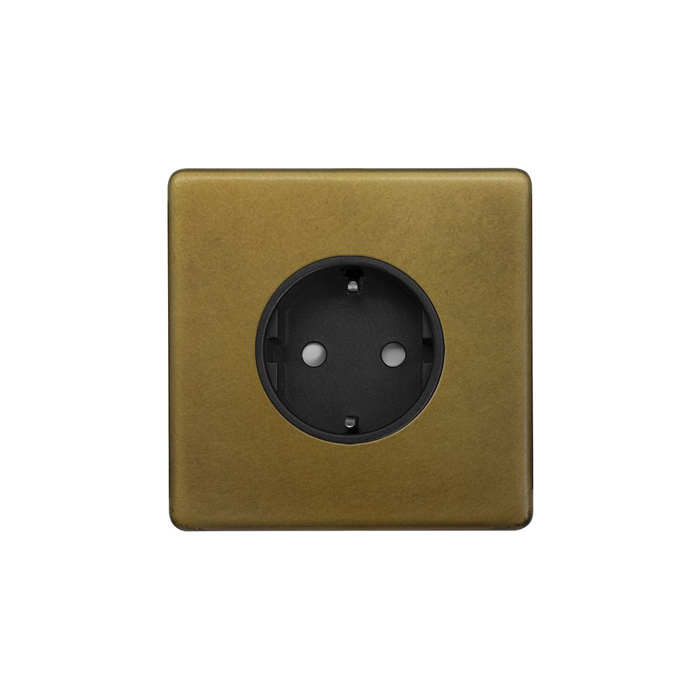 Lighting Old Brass 16A 1 Gang Euro Schuko Socket