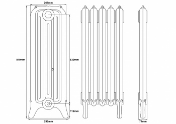 Ribbon 4 Column Cast Iron Radiator