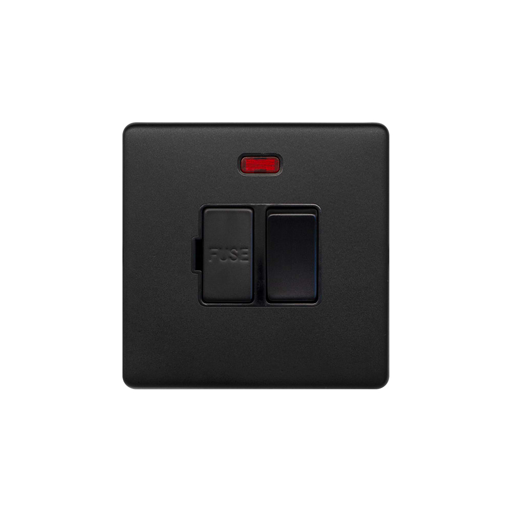 Matt Black 13A Double Pole Switched Fused Connection Unit (FCU) With ...