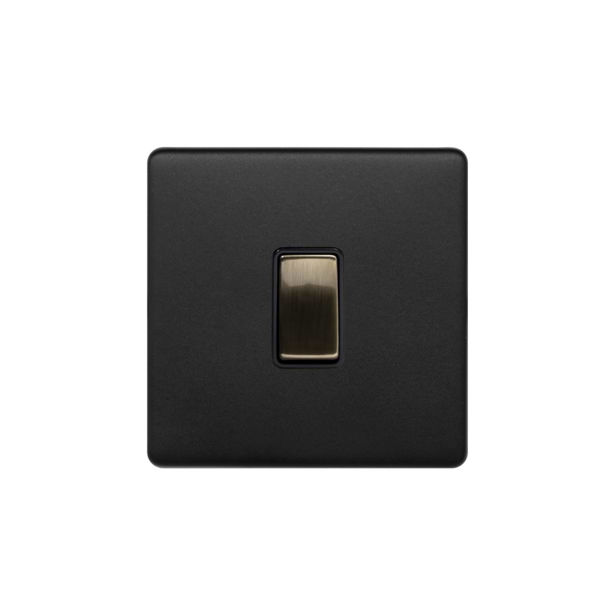 Matt Black and Antique Brass 10A 1 Gang Intermediate Switch